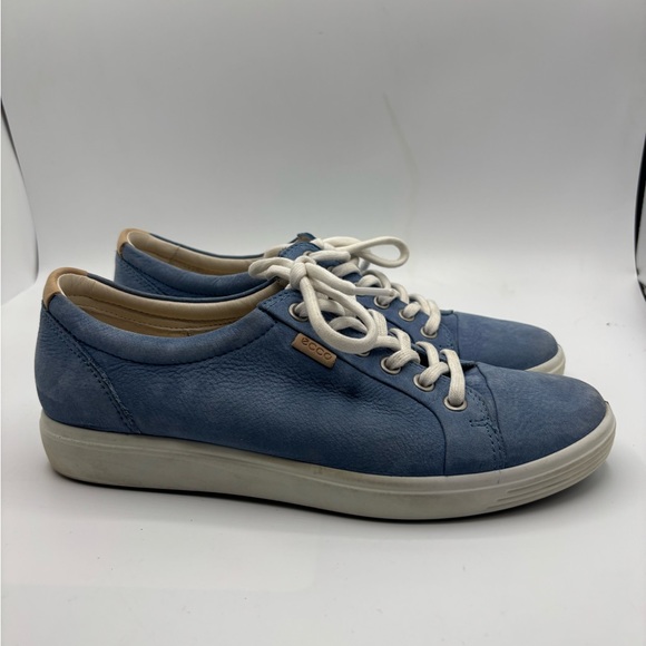 Ecco | Shoes | Ecco Soft 7 Nubuck Leather Sneakers In Slate Blue | Poshmark